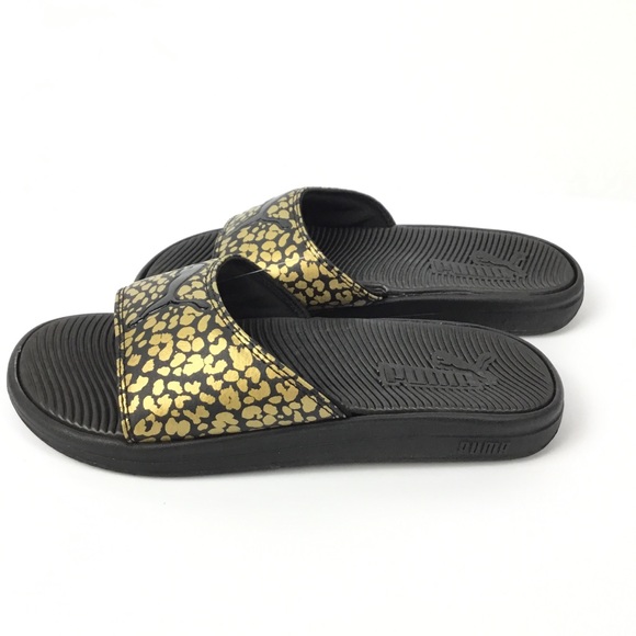 Puma | Shoes | Puma Womens Sandals Slides Gold Black Metallic 5 | Poshmark